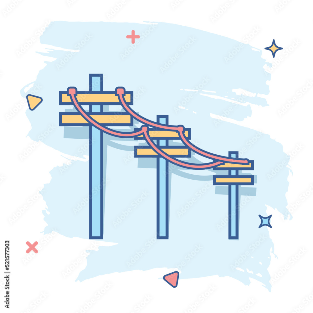 Vector cartoon high voltage power lines icon in comic style. Electric ...