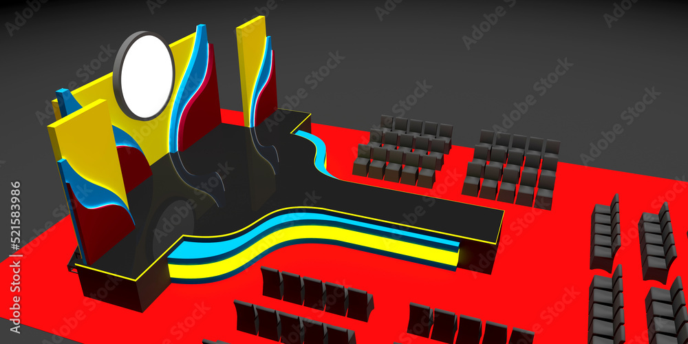 3d illustration stage floor rigging truss system construction lighting ...