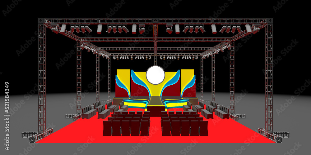 3d illustration stage floor rigging truss system construction lighting ...