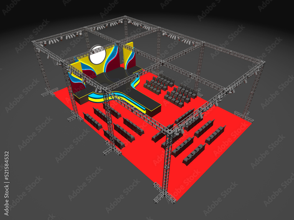3d illustration stage floor rigging truss system construction lighting ...