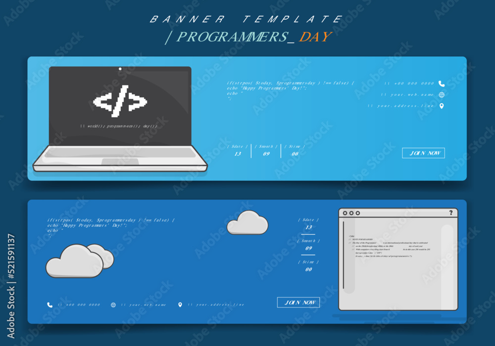 Banner design with laptop and coding page in cartoon design for ...