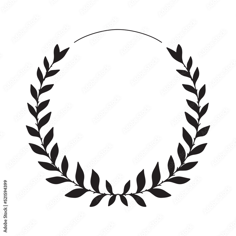 Hand drawn vector laurel wreath. Botanical round frame for invitations ...