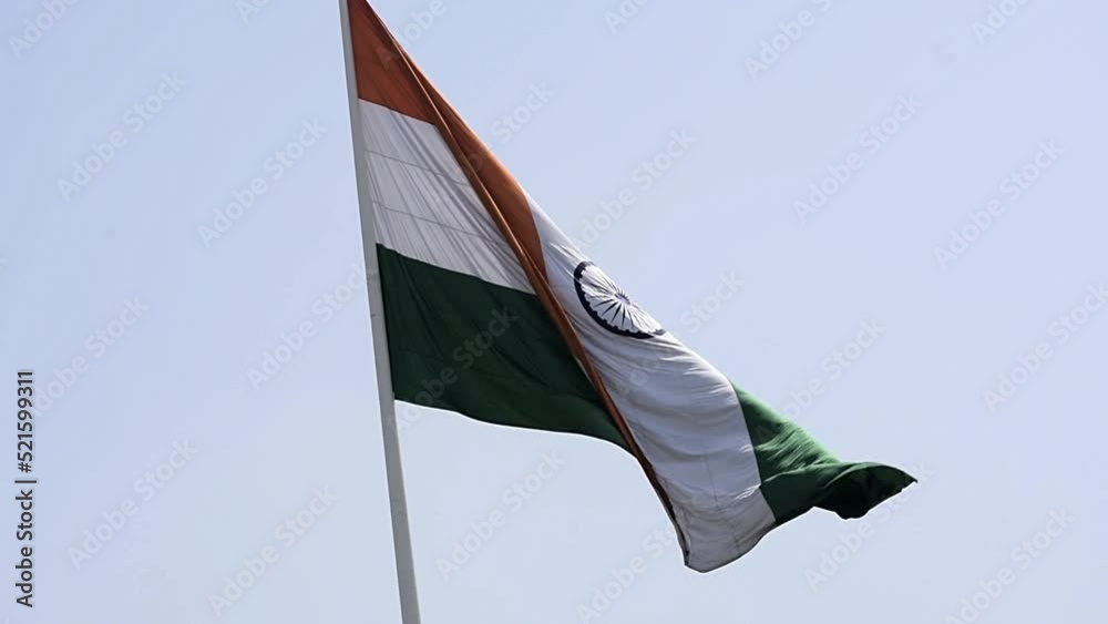 Slow-motion of India flag flying high at Connaught Place with pride in ...