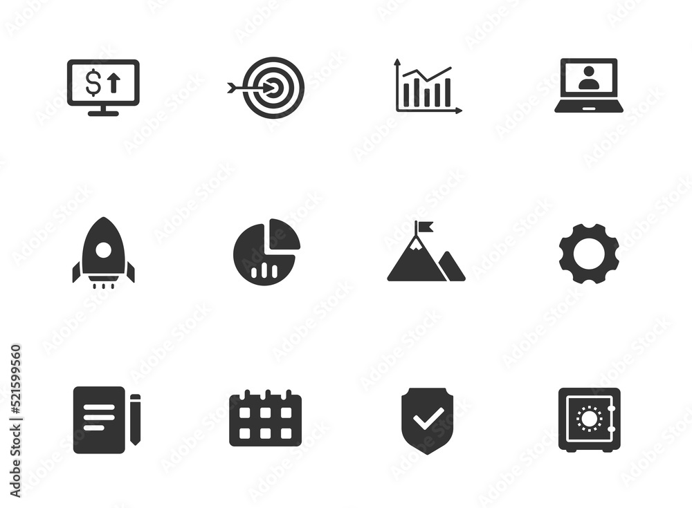 business glyph icons isolated on white background. business glyph icon ...