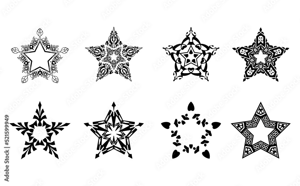 star shape mandala ornament set, vector transparent background good for ...