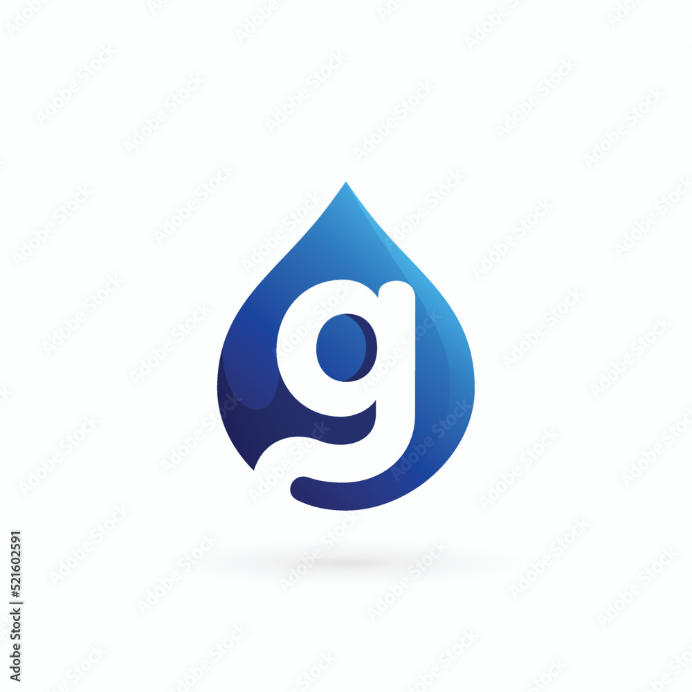 letter g water logo with droplet sign Stock Vector | Adobe Stock