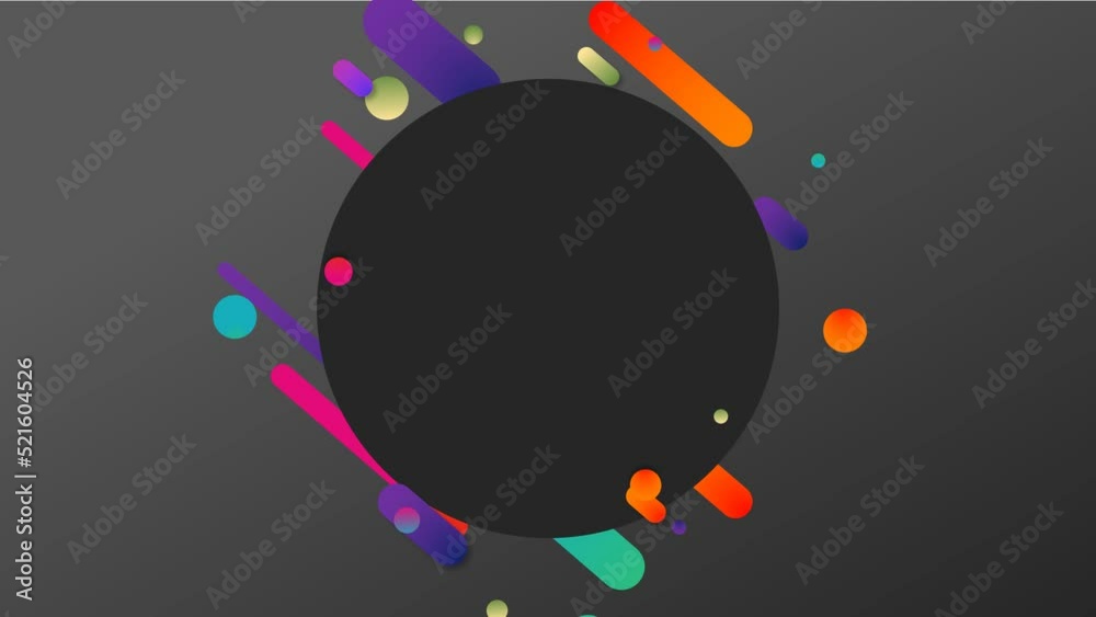 Colorful Motion shape moving over the black circle in the center with ...