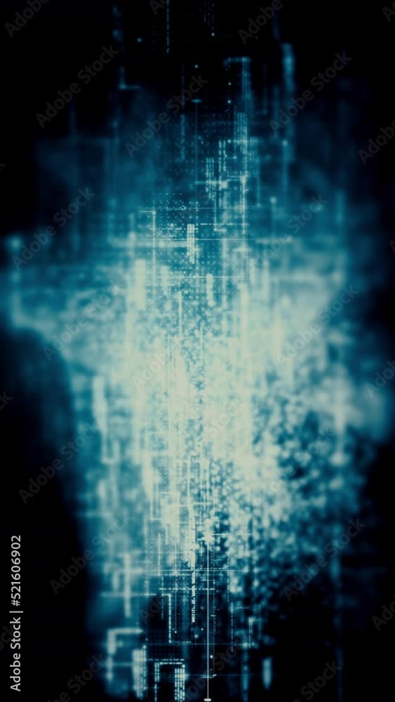 Vertical screen Format : Futuristic abstract de-focus Metaverse data ...