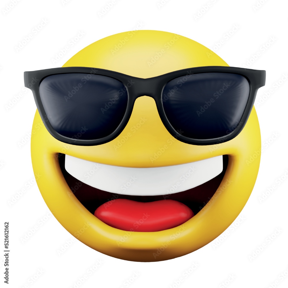 Sunglasses Emoji Face 3d Rendering Isometric Icon Stock Vector Adobe Stock