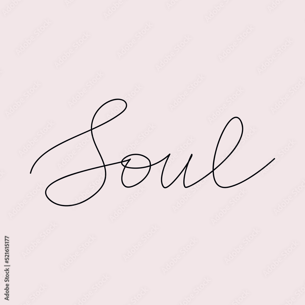 Soul slogan. Handwritten lettering with abstract shapes. One line ...