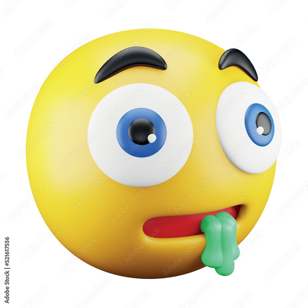 Drooling emoji face 3d rendering isometric icon. Stock Vector | Adobe Stock