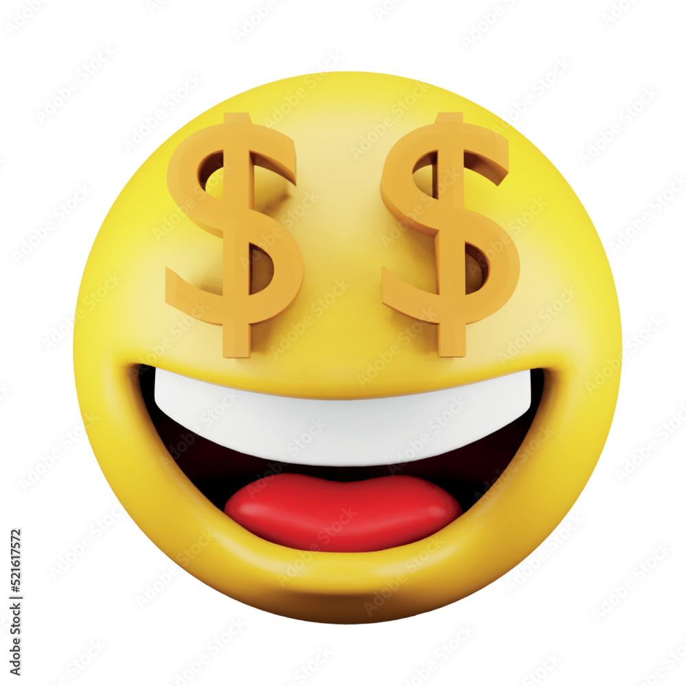 Dollar emoji face 3d rendering isometric icon. Stock Vector | Adobe Stock