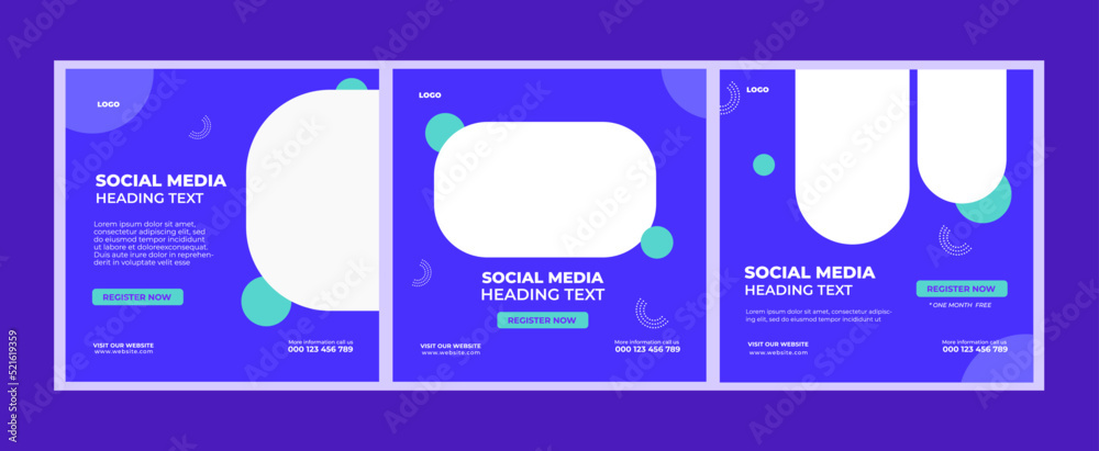 Set of editable square template posts for social media for personal ...