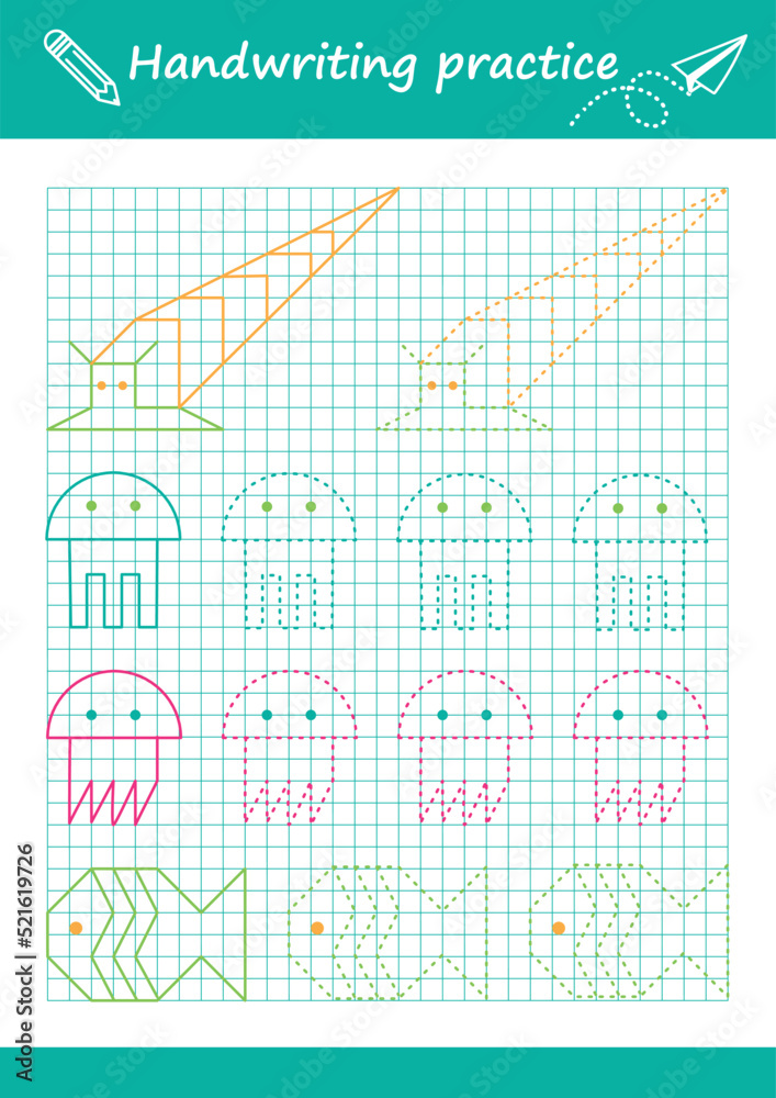 Trace line worksheet for kids. Basic writing. Working pages for ...