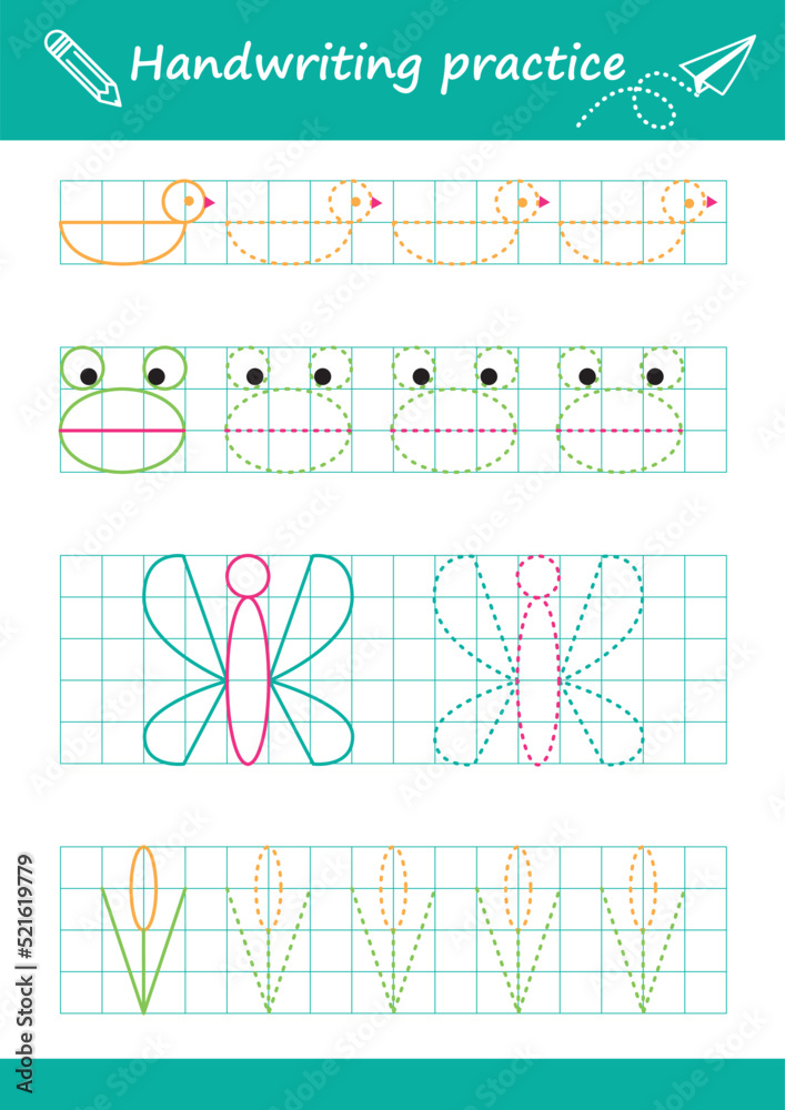 Trace line worksheet for kids. Basic writing. Working pages for ...