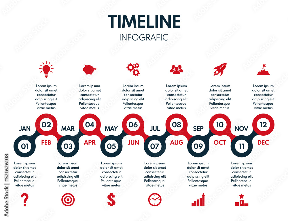 12 months or steps whole year infographic, business success roadmap ...