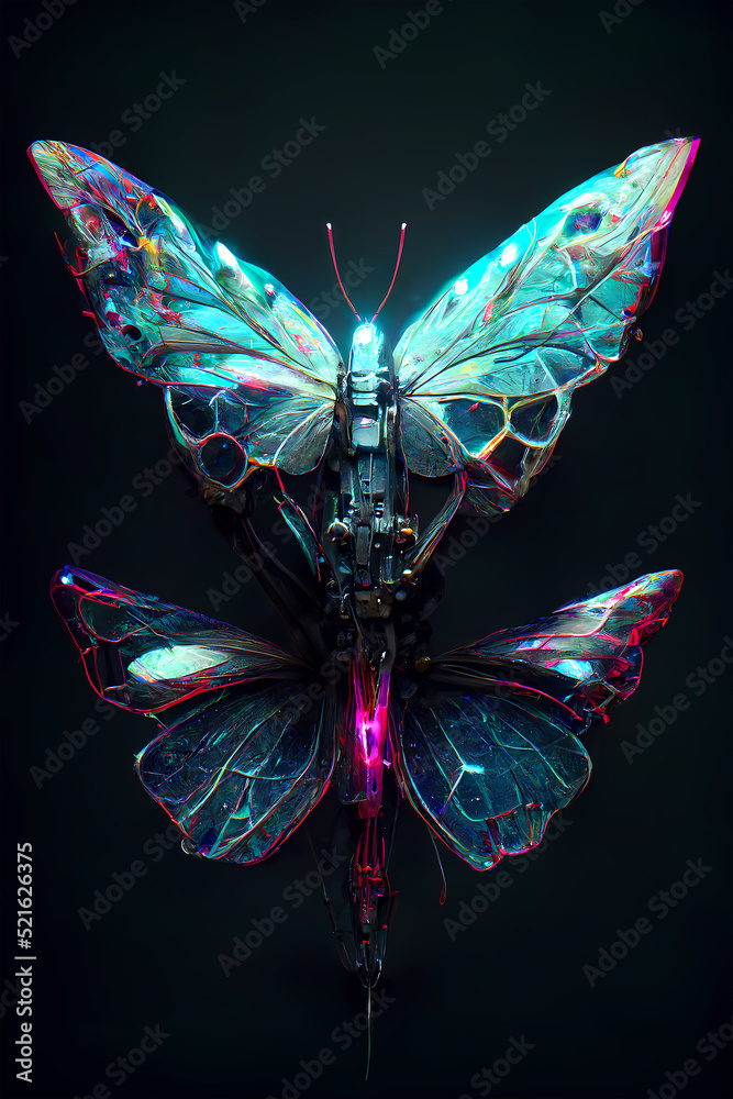 cyborg butterfly, futuristic style, digital art Stock Illustration ...