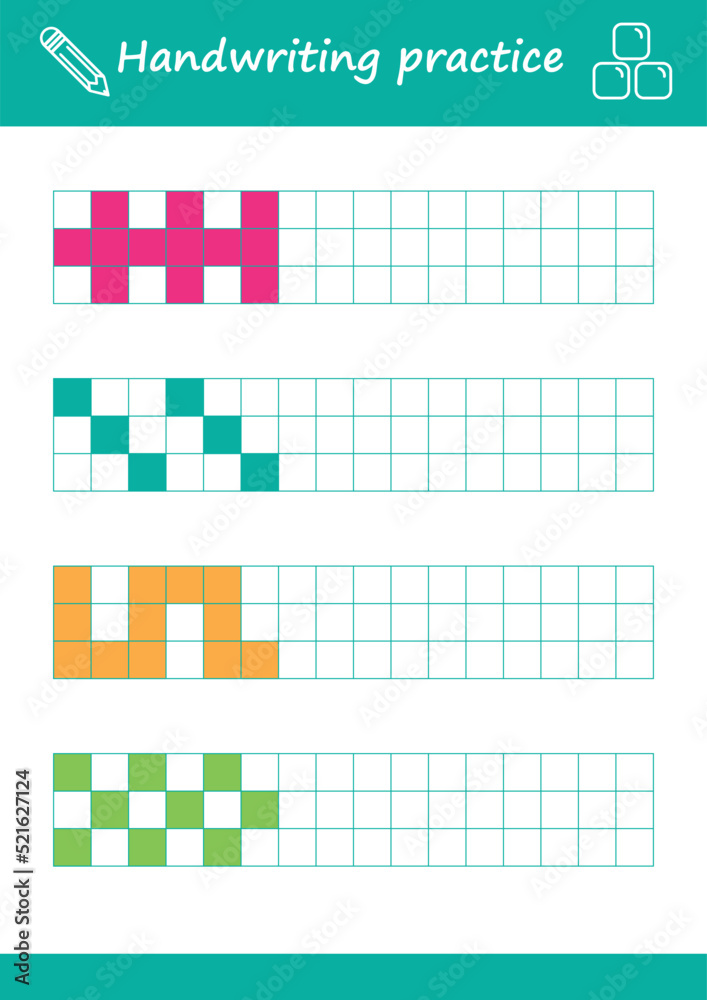 Copy the symmetrical pattern cell by cell. Drawing task for kids on a ...