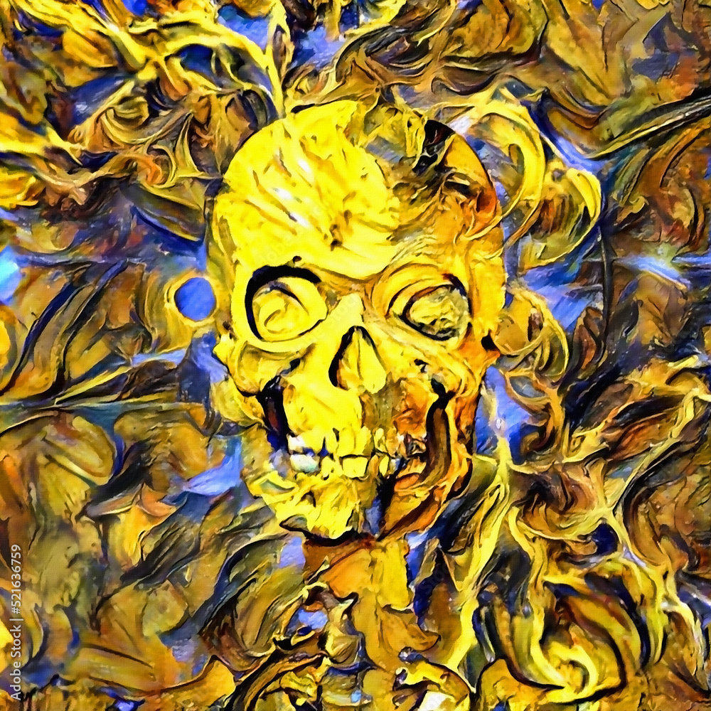 Human skull painting Stock Illustration | Adobe Stock