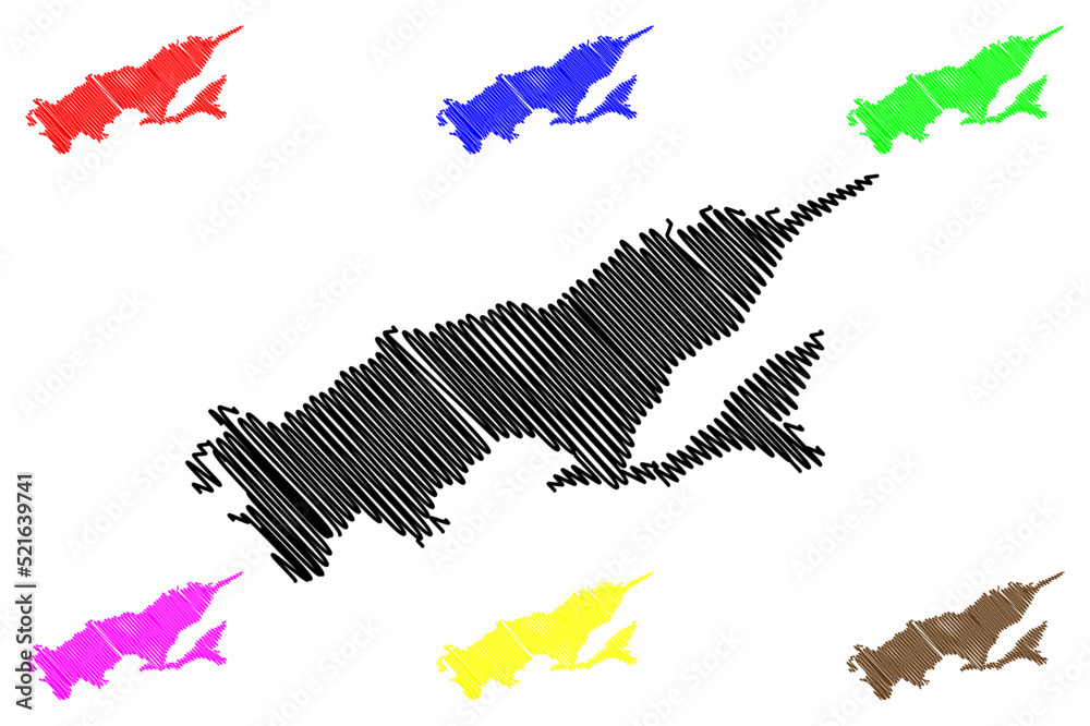 Vanua Levu island (Melanesia, Republic of Fiji) map vector illustration ...