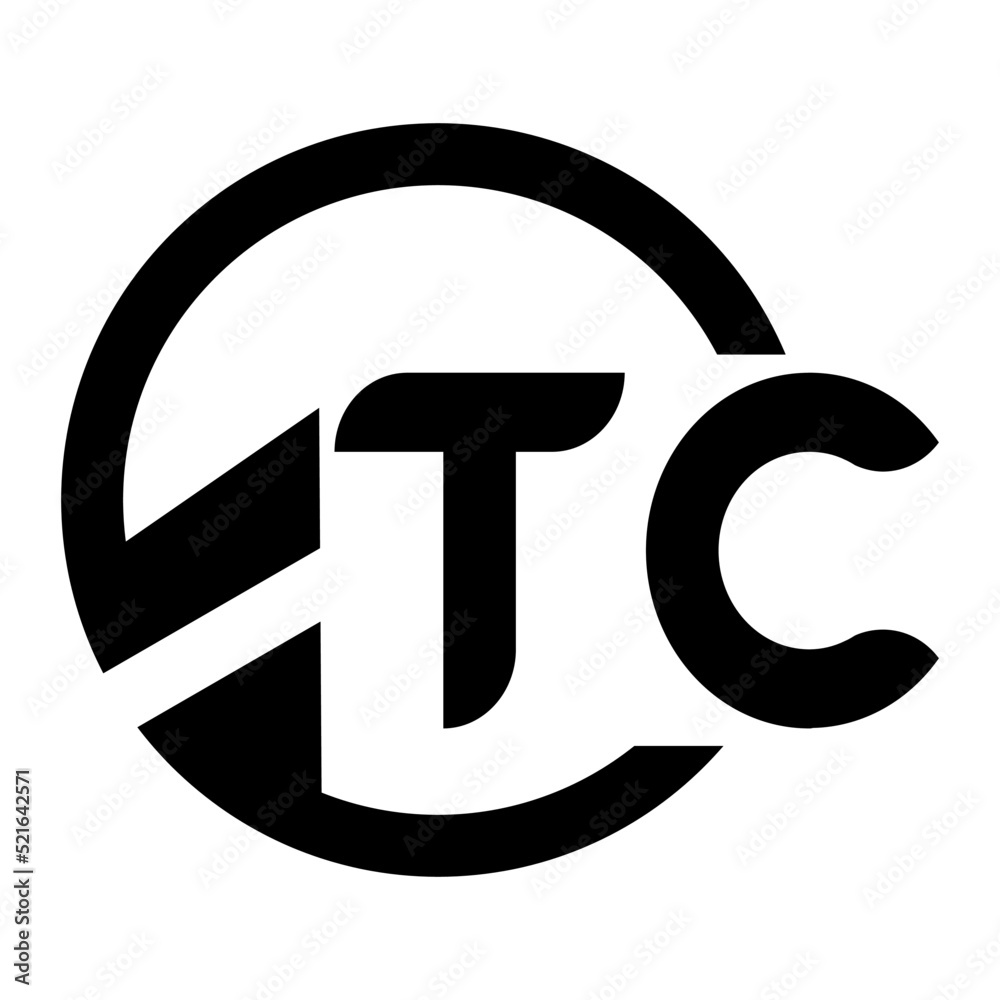 TC letter logo design on Black background. Initial Monogram Letter TC ...