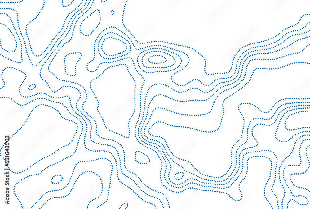 Blue dotted lines topographic contour map abstract tech graphic design ...