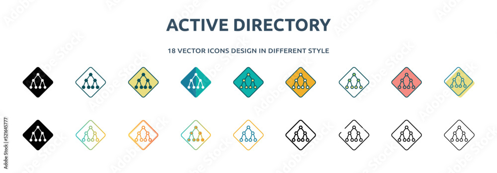 active directory icon in 18 different styles such as thin line, thick ...