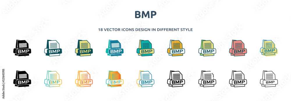 bmp icon in 18 different styles such as thin line, thick line, two ...