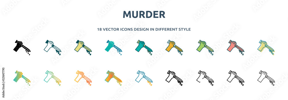 murder icon in 18 different styles such as thin line, thick line, two ...