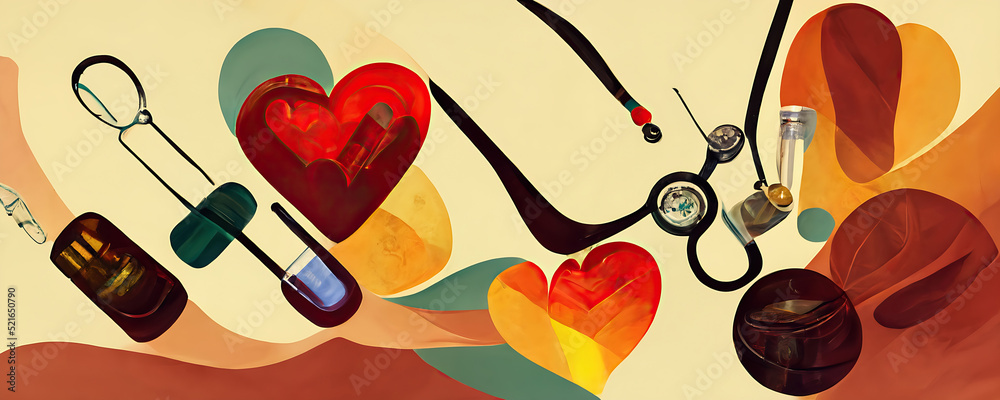 Cardiologist Day in panel art with medical instruments, annual tribute ...