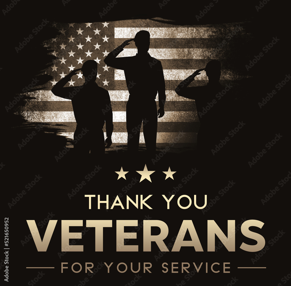 Thank you Veterans for your service with saluting soldiers and American ...