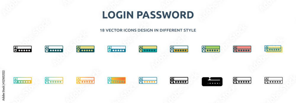 Vecteur Stock login password icon in 18 different styles such as thin ...