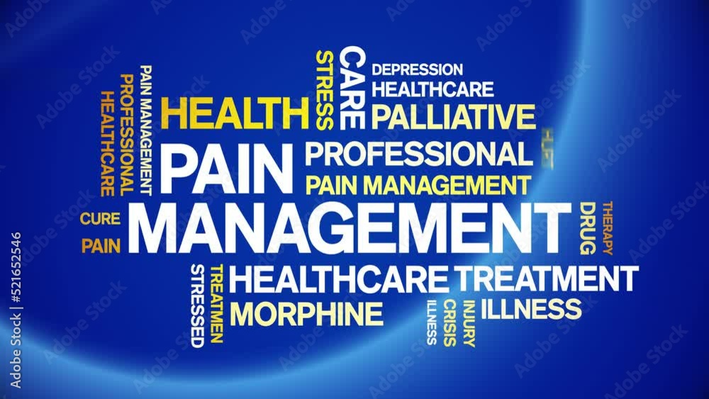 Pain Management animated tag word cloud;text design animation kinetic ...