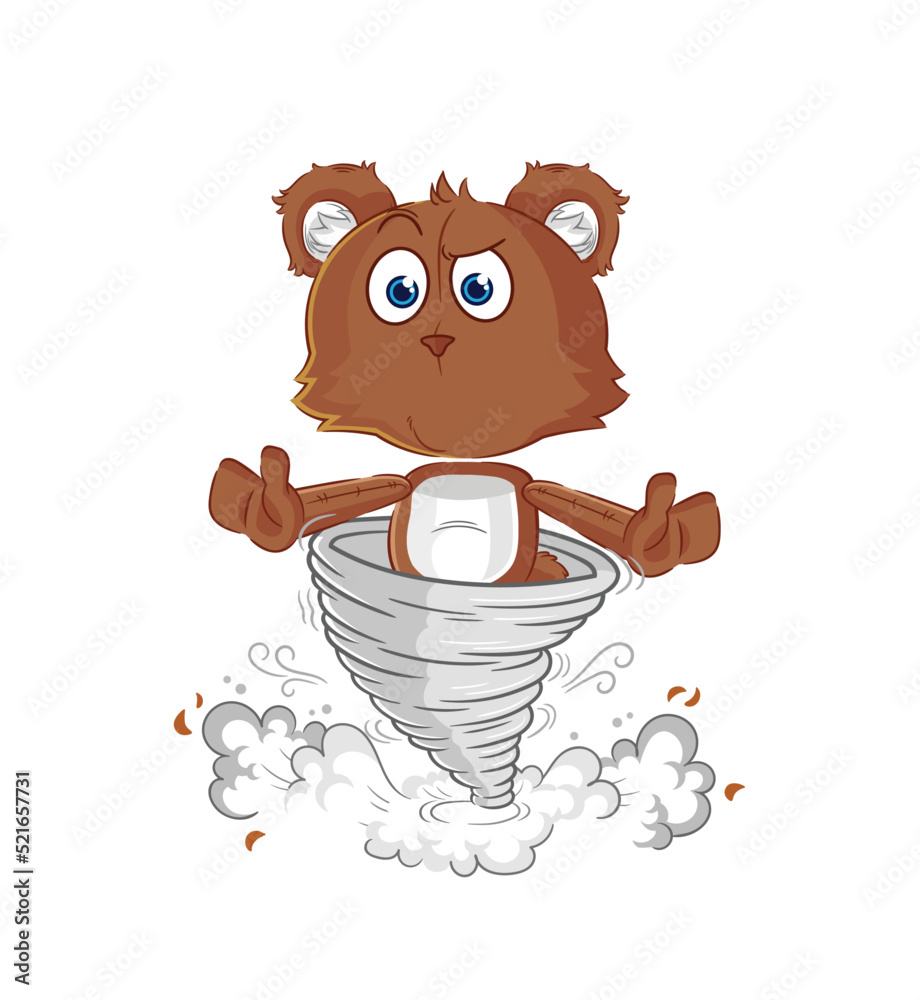 bear in the tornado cartoon character vector Stock Vector | Adobe Stock
