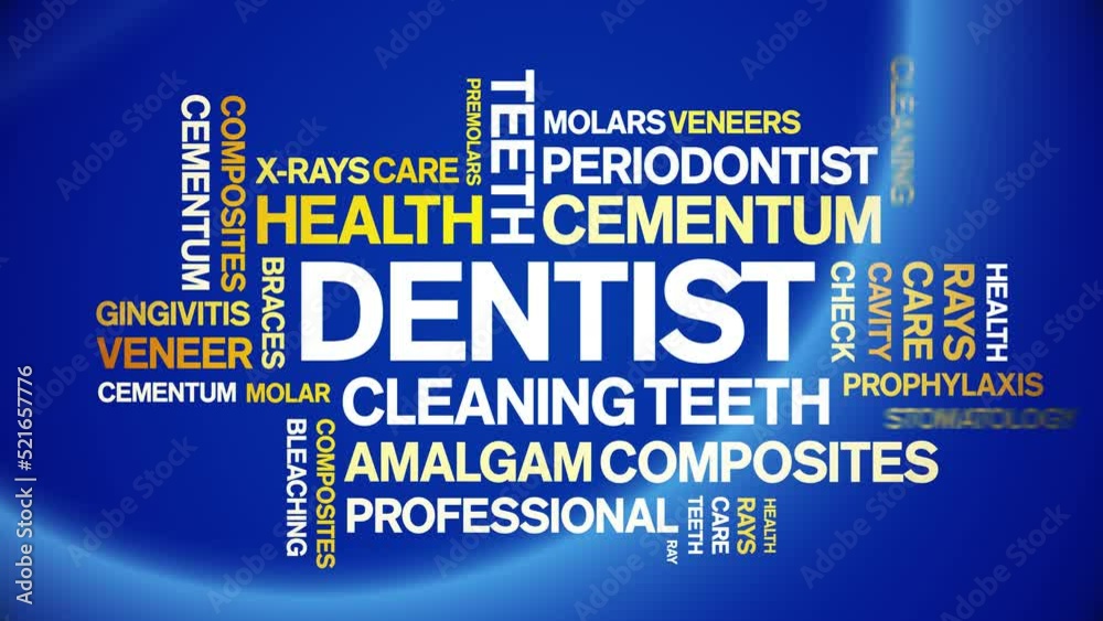 Dentist animated tag word cloud;text design animation kinetic ...