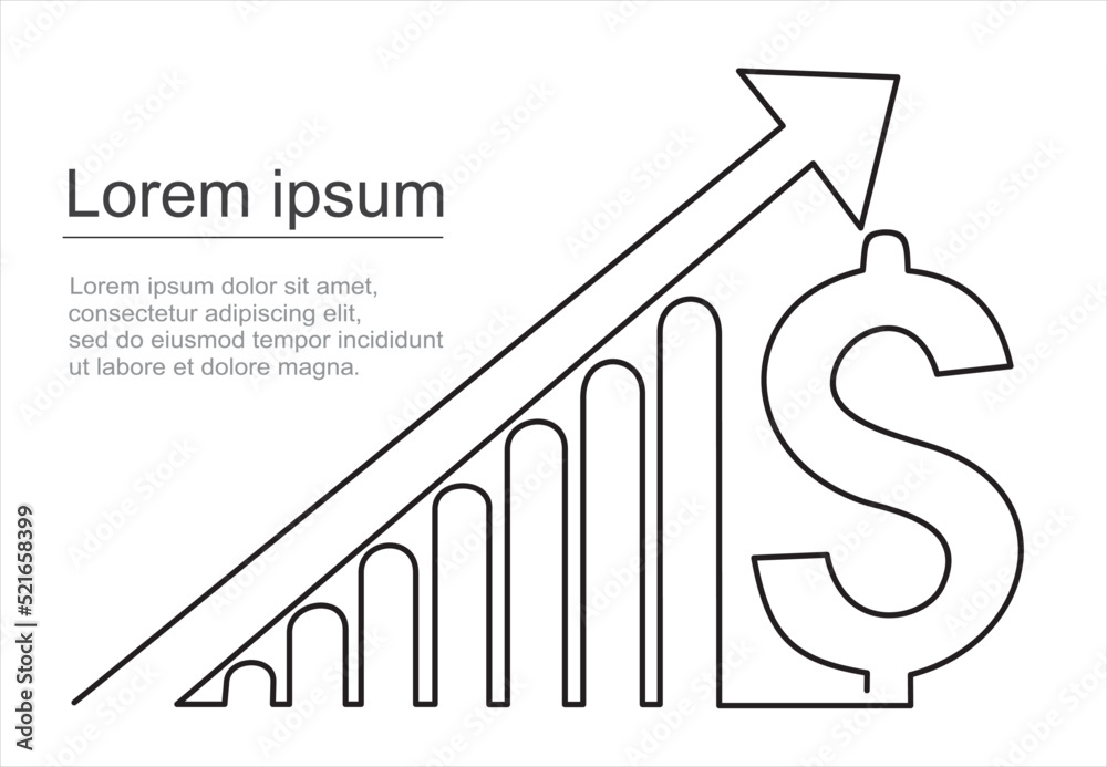 Vecteur Stock Single one line drawing of increasing up arrows bar graph ...