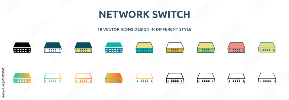 network switch icon in 18 different styles such as thin line, thick ...