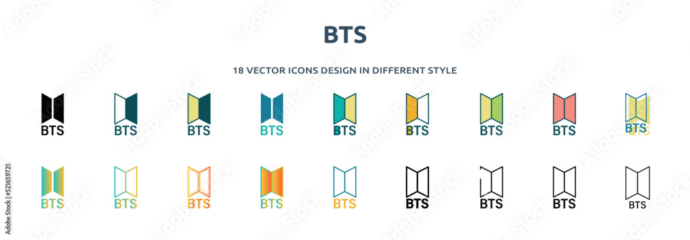 bts icon in 18 different styles such as thin line, thick line, two ...