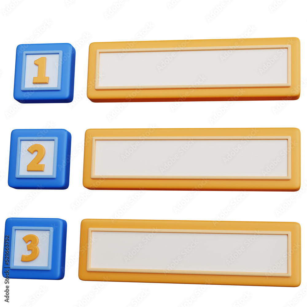 3d rendering blue check list with numbers isolated Stock Illustration ...