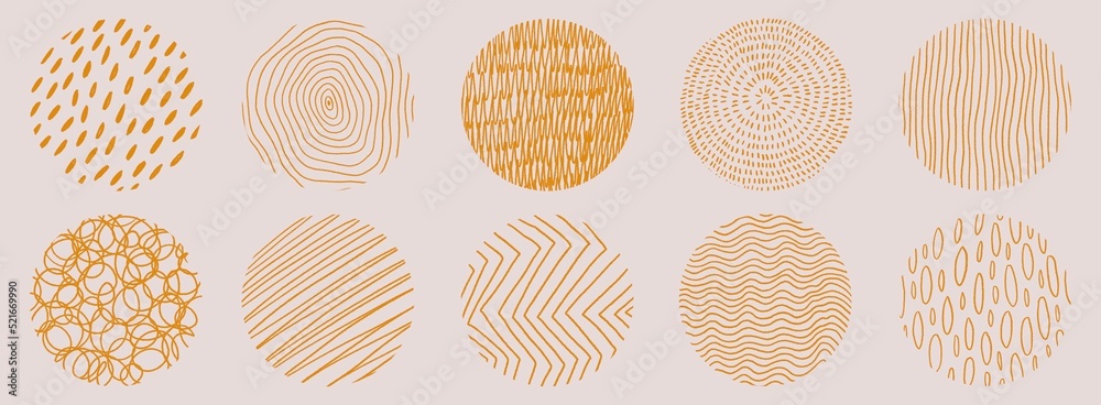 Abstract circle pattern design big vector illustration set in yellow ...