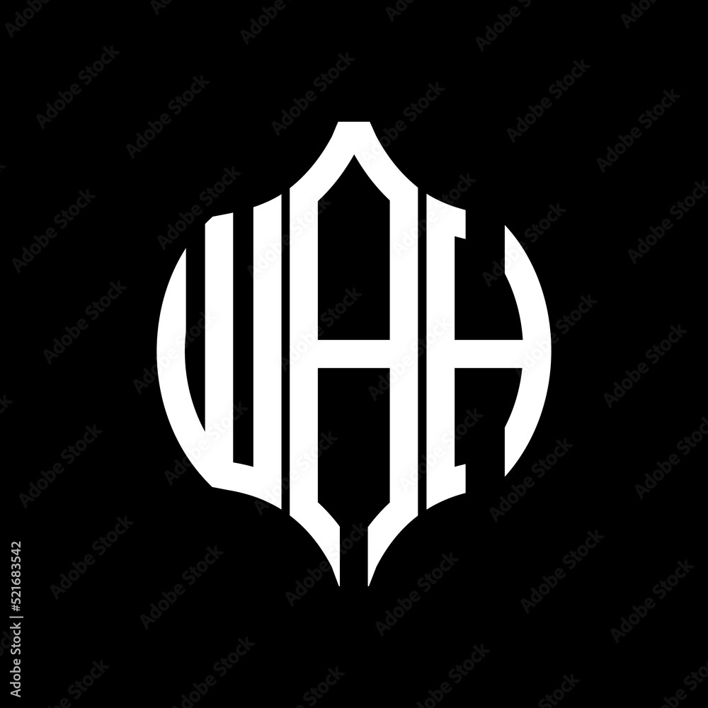 WAH letter logo. WAH best black background vector image. WAH Monogram ...