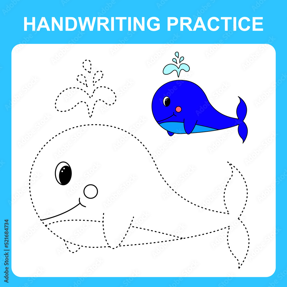 Handwriting practice. Trace the lines and color the whale. Educational ...