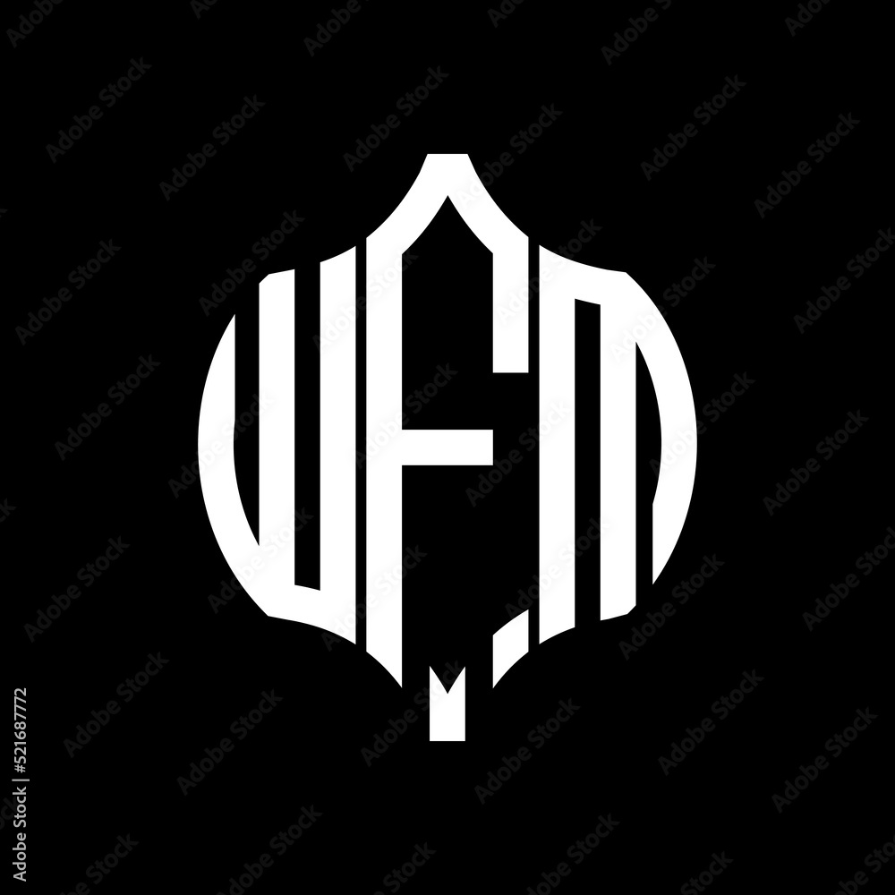 WFM letter logo. WFM best black background vector image. WFM Monogram ...