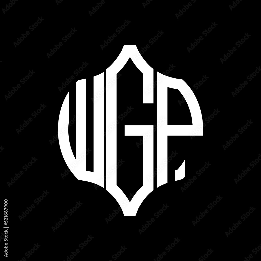 WGP letter logo. WGP best black background vector image. WGP Monogram ...