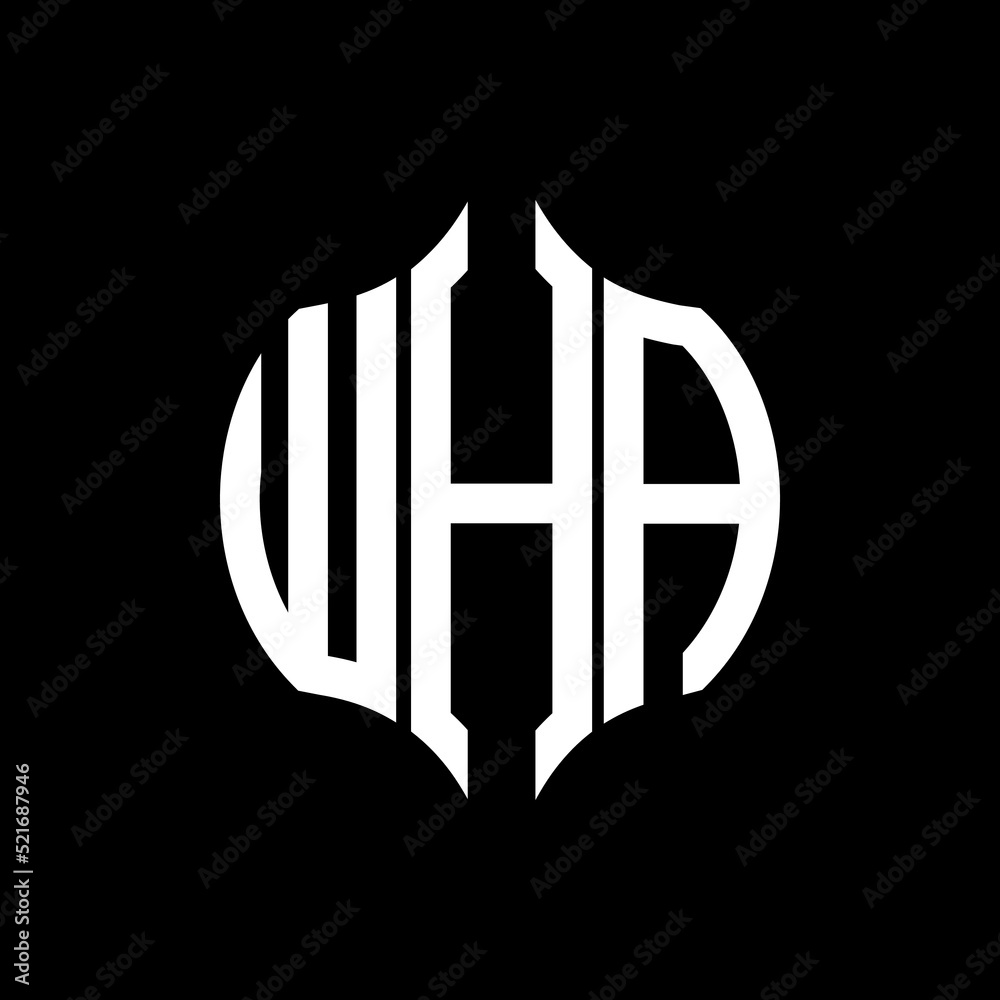 WHA letter logo. WHA best black background vector image. WHA Monogram ...