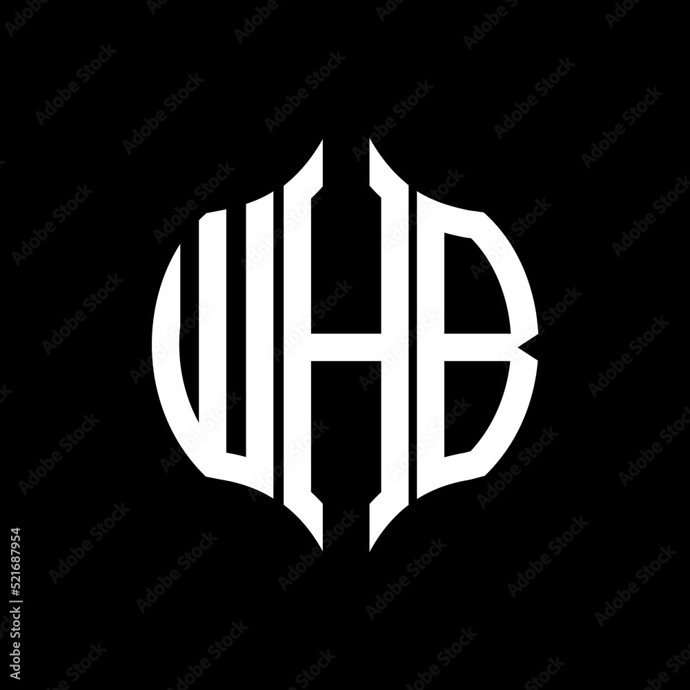 WHB letter logo. WHB best black background vector image. WHB Monogram ...