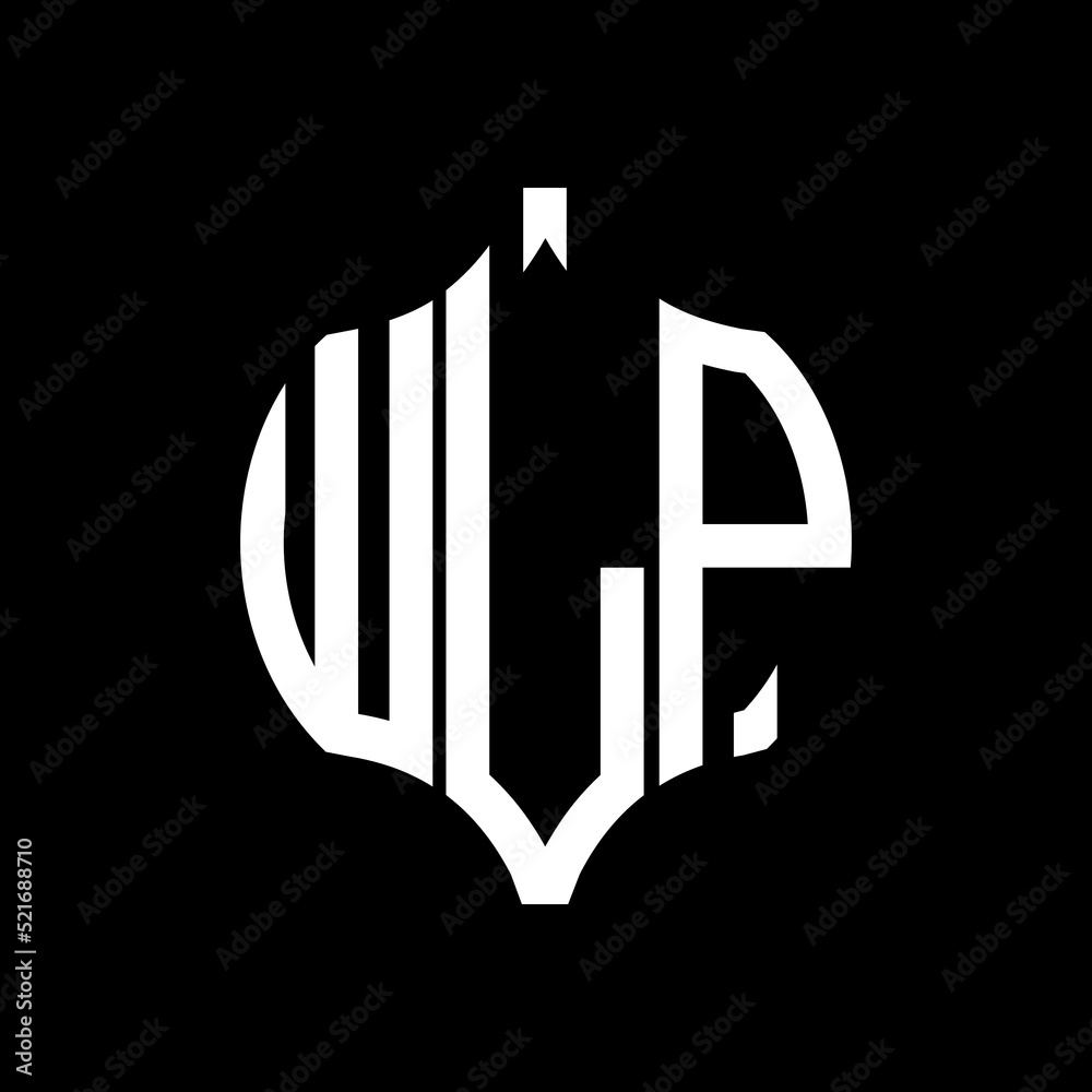 WLP letter logo. WLP best black background vector image. WLP Monogram ...