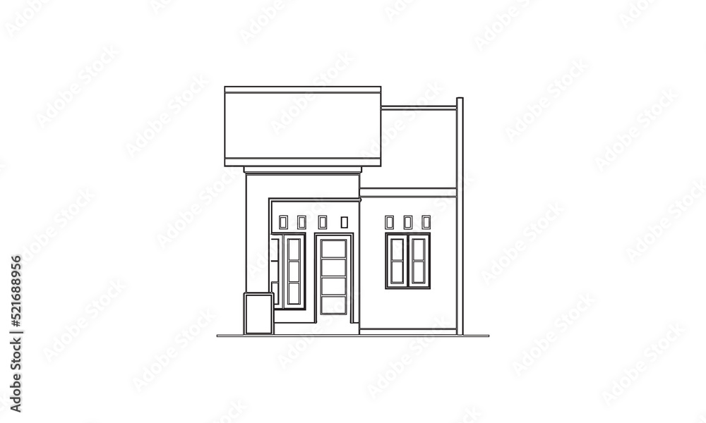 Architectural background layout design, house design, line drawing of a ...