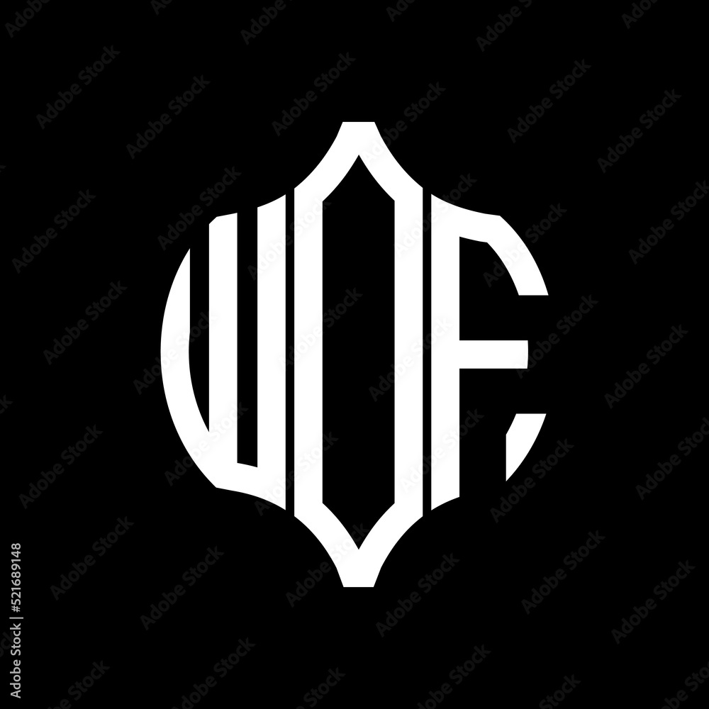 Wof Letter Logo Wof Best Black Background Vector Image Wof Monogram Logo Design For