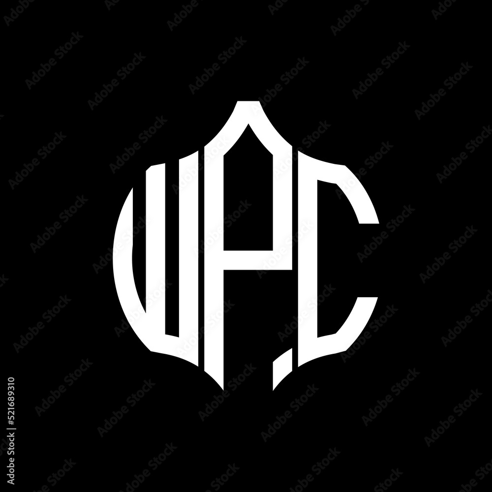 WPC letter logo. WPC best black background vector image. WPC Monogram ...